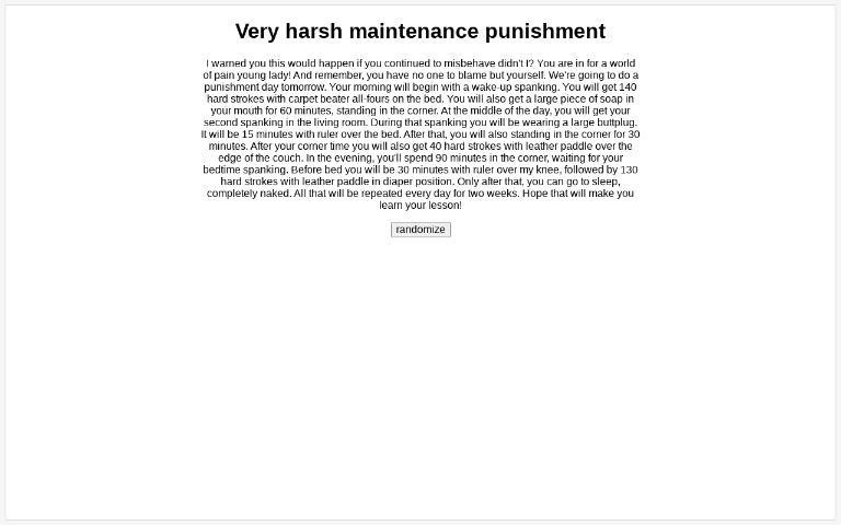 Very harsh maintenance punishment ― Perchance Generator