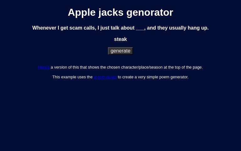 Apple jacks genorator ― Perchance Generator