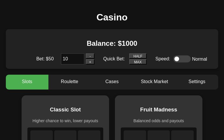 Casino ― Perchance Generator