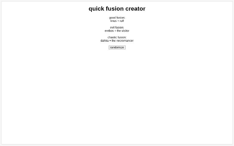 quick fusion creator ― Perchance Generator