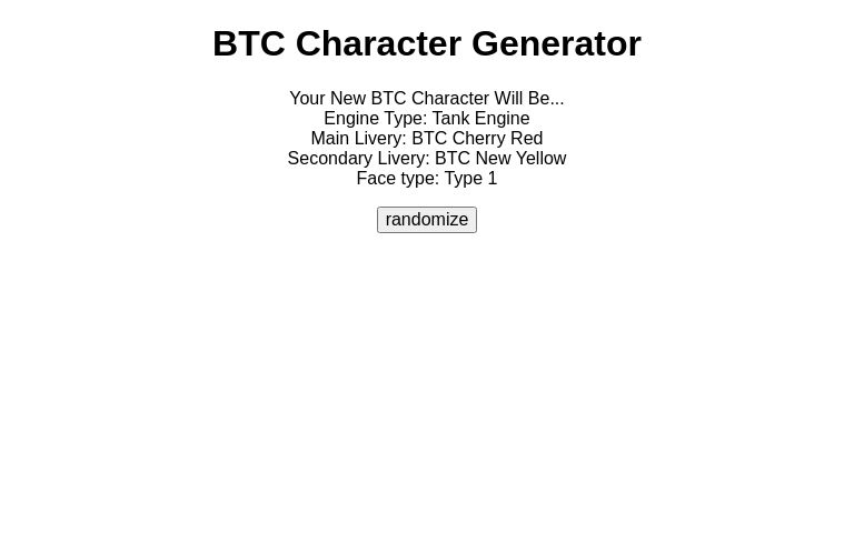 BTC Character Generator