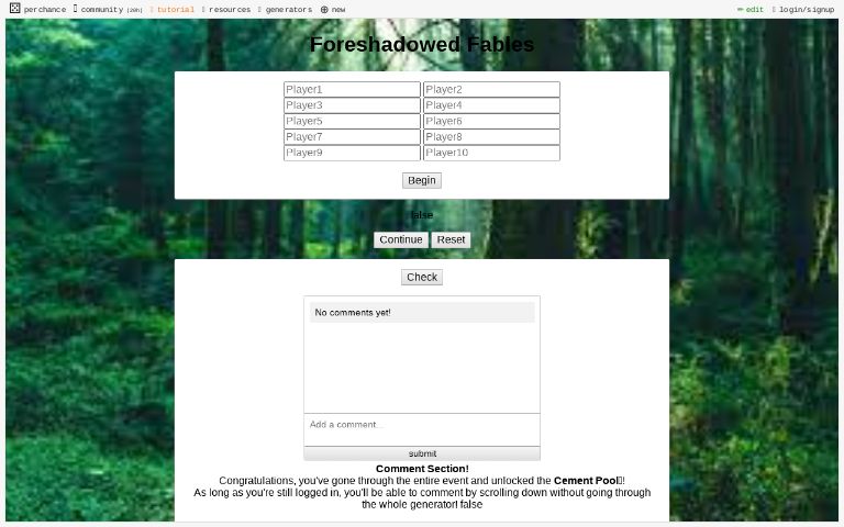 Foreshadowed Fables ― Perchance Generator