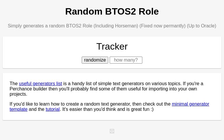 Random BTOS2 Role ― Perchance Generator