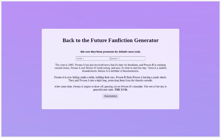 Back to the Future Fanfiction Generator