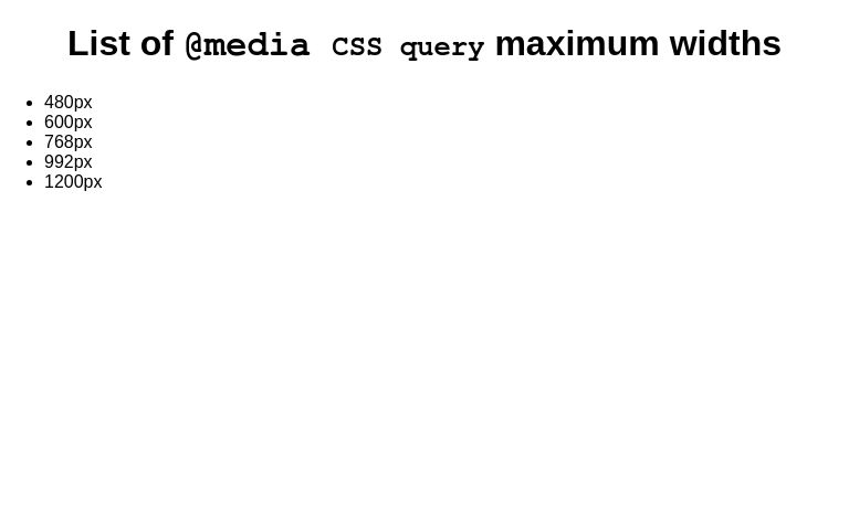 List of @media CSS query maximum widths ― Perchance Generator