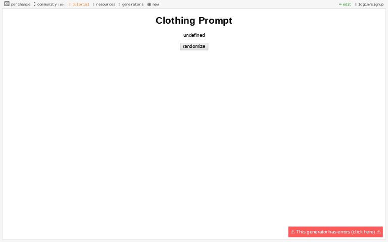 Clothing Prompt ― Perchance Generator
