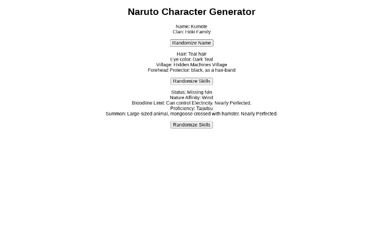 Naruto Character Generator