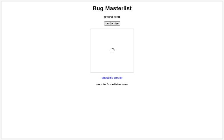 Bug Masterlist ― Perchance Generator