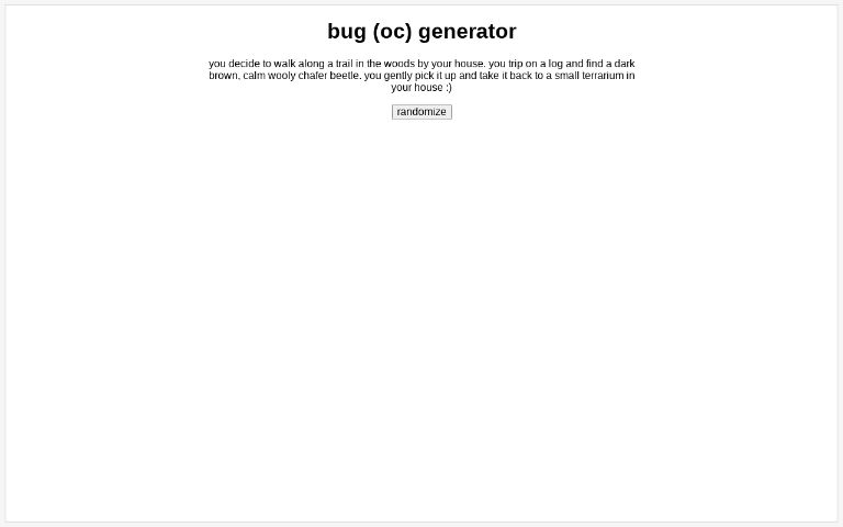 bug (oc) generator