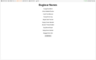 Bugbear Names ― Perchance Generator
