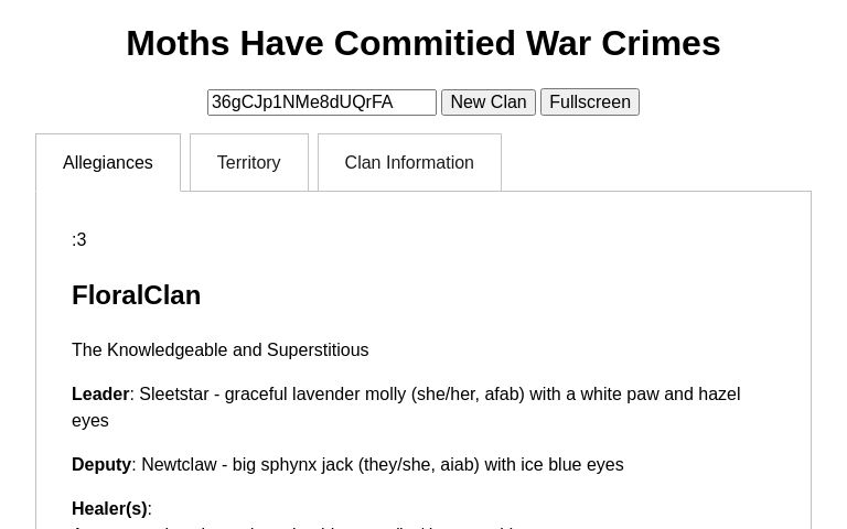 Moths Have Commitied War Crimes ― Perchance Generator