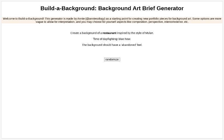 Build-a-Background: Background Art Brief Generator