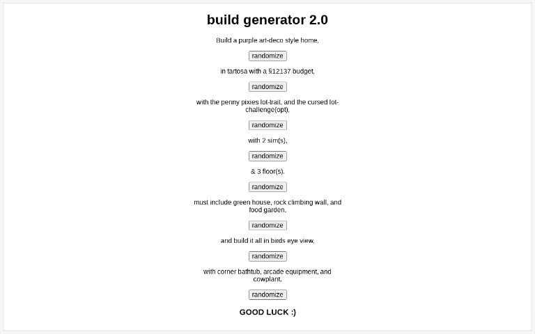 build generator 2.0