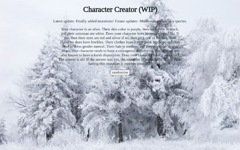 Character Creator (WIP) ― Perchance Generator