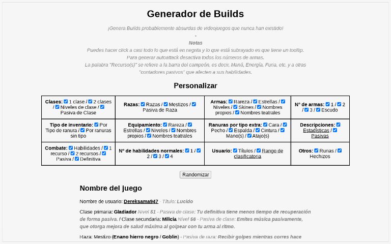 Generador de Builds