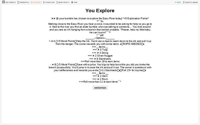 You Explore ― Perchance Generator