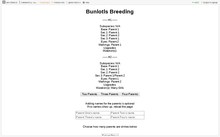 Bunlotls Breeding ― Perchance Generator