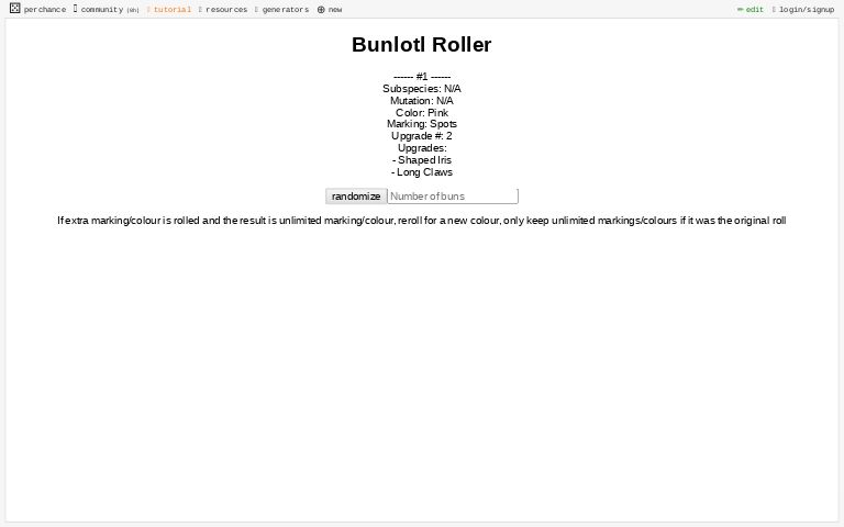 Bunlotl Roller ― Perchance Generator