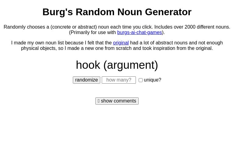 Burg's Random Noun Generator