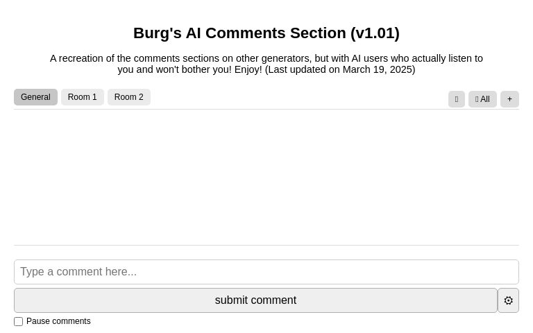 Burg's AI Comments Section (v1.01) ― Perchance Generator