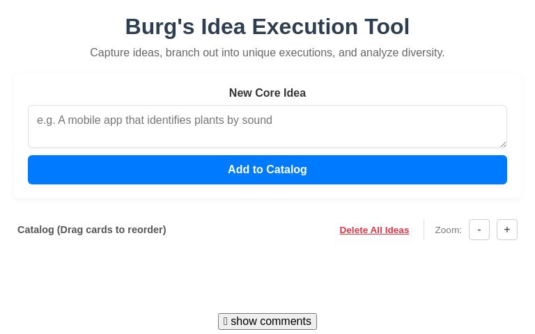 Burg's AI Idea Execution Tool ― Perchance Generator