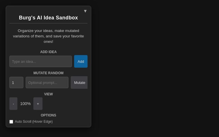 Burg's AI Idea Sandbox ― Perchance Generator