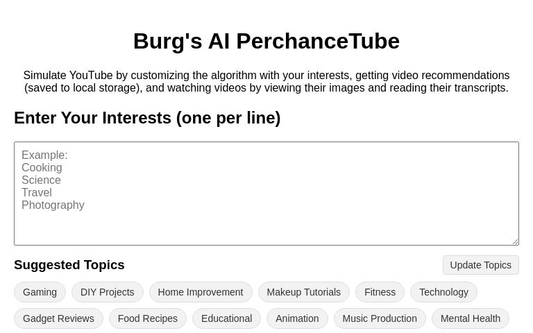 Burg's AI PerchanceTube ― Perchance Generator