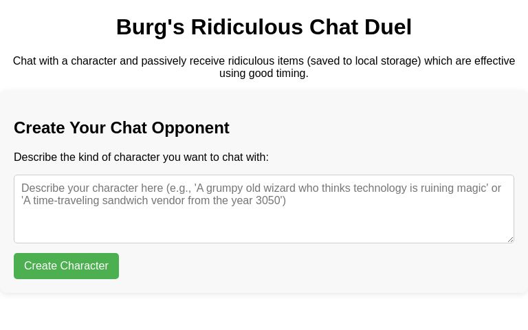 Burg's Ridiculous Chat Duel