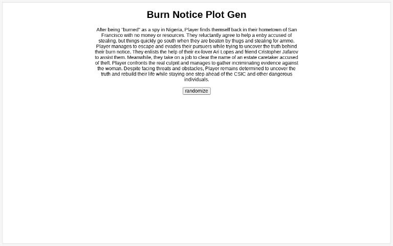 Burn Notice Plot Gen ― Perchance Generator