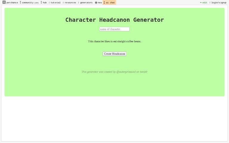 Character Headcanon Generator