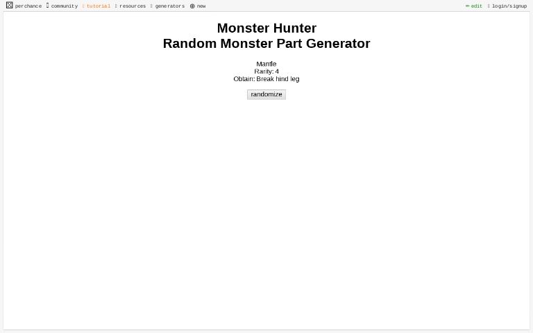 Monster Hunter Random Monster Part Generator