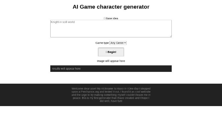 AI Game character generator