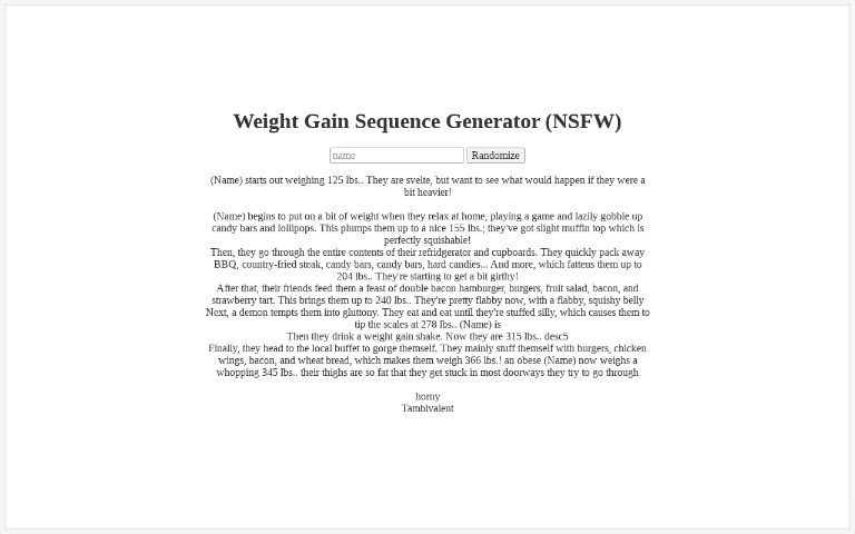 Weight Gain Sequence Generator (NSFW)