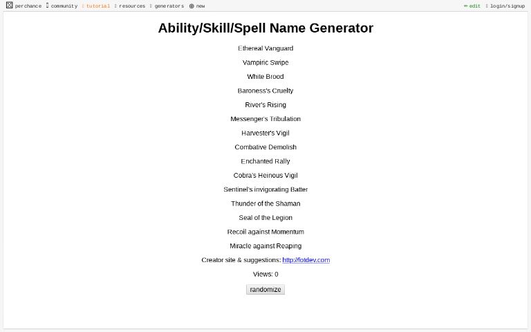 Ability/Skill/Spell Name Generator