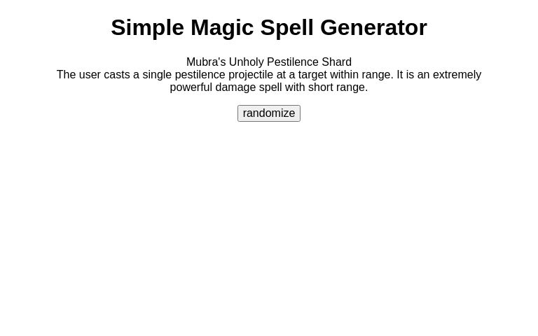 Simple Magic Spell Generator