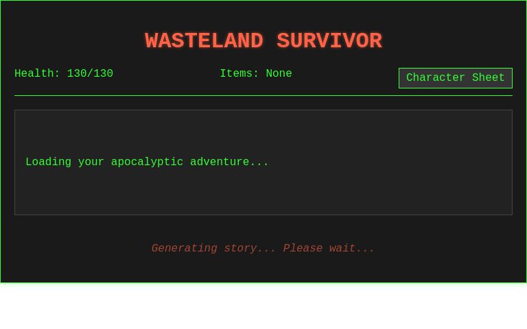 WASTELAND SURVIVOR ― Perchance Generator