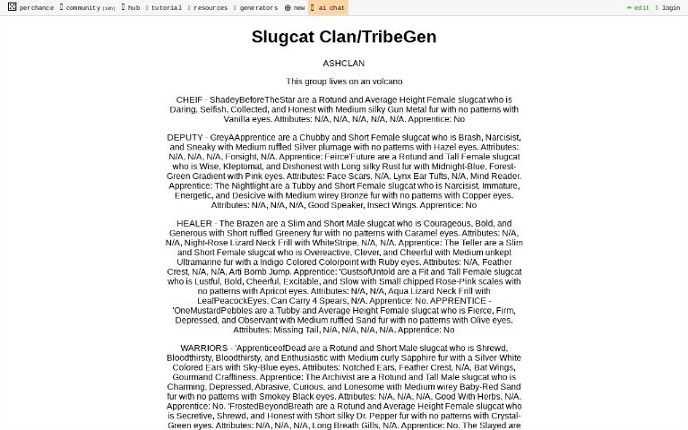 Slugcat Clan/TribeGen ― Perchance Generator