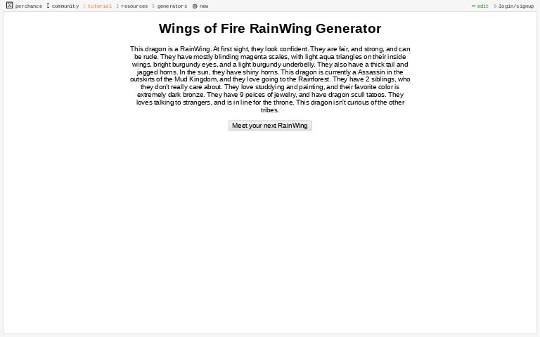 Wings of Fire RainWing Generator
