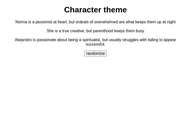 Character theme ― Perchance Generator
