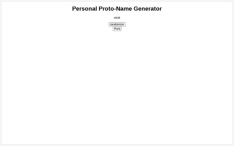 Personal Proto-Name Generator