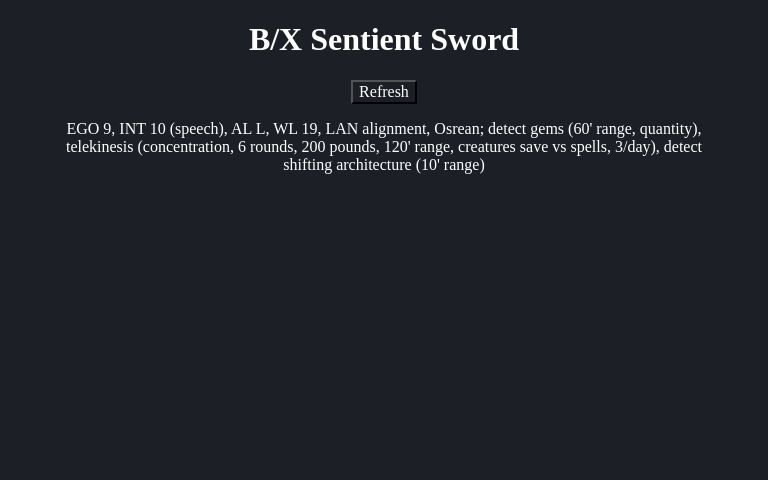 B/X Sentient Sword ― Perchance Generator