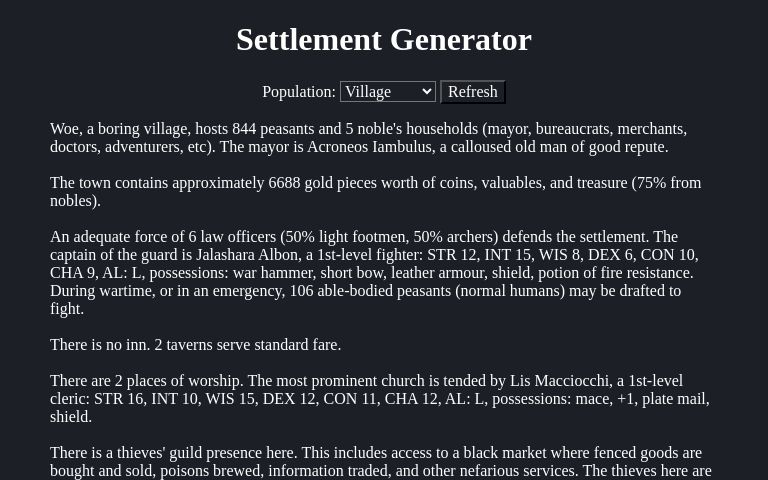 Settlement Generator