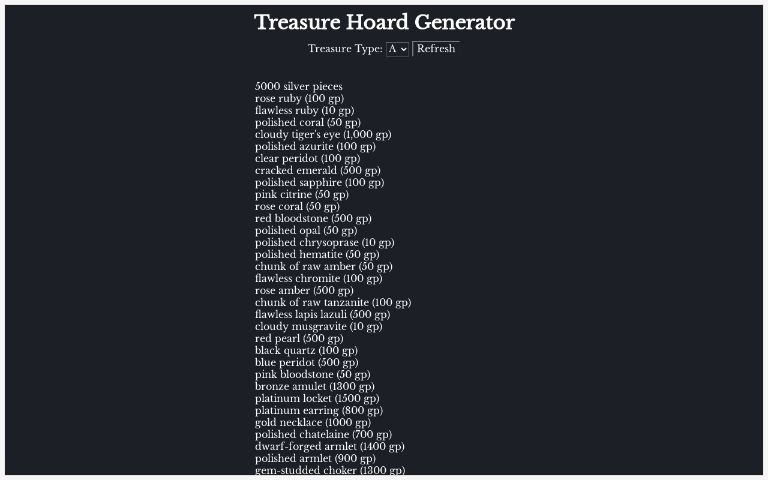 Treasure Hoard Generator