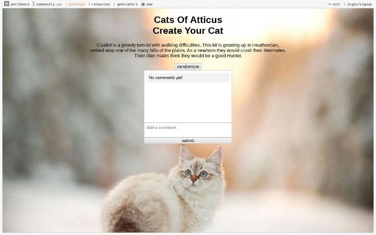 Cats Of Atticus Create Your Cat ― Perchance Generator