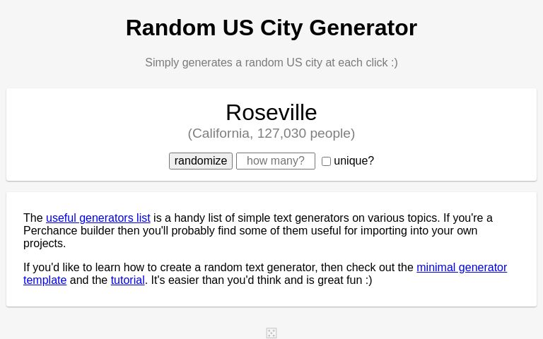 Random US City Generator