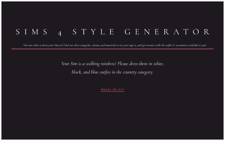 Sims 4 Style Generator