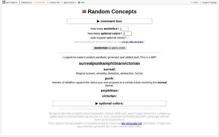 Concepts ― Perchance Generator