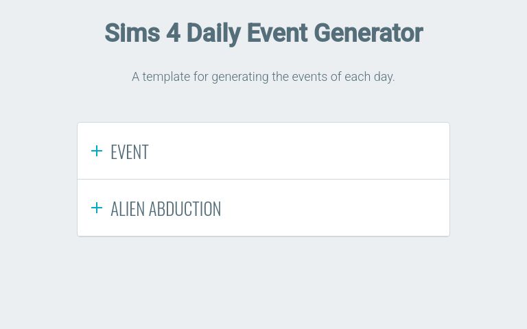 Sims 4 Daily Event Generator