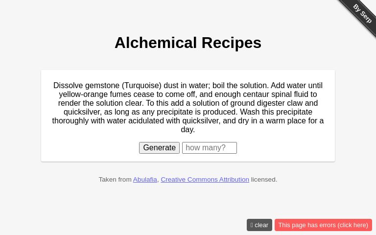 Alchemical Recipes ― Perchance Generator