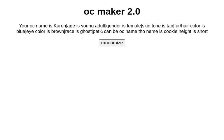 oc maker 2.0 ― Perchance Generator